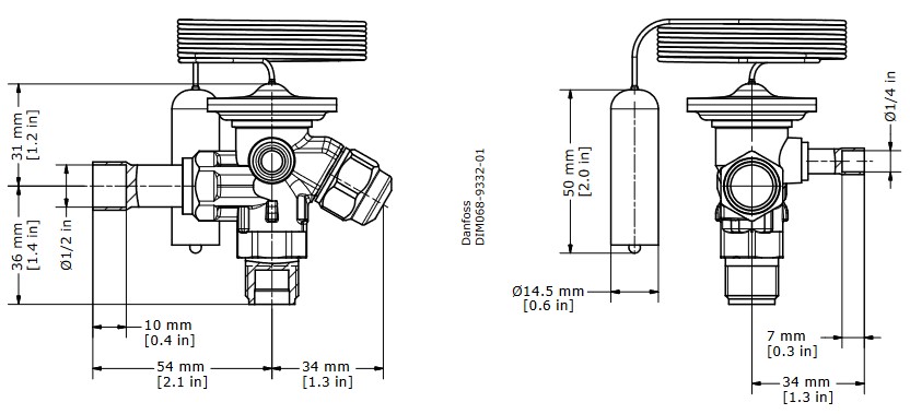 TX Valve TE2 R449A Ext Equal -40/+10C 3/8"MSAE x 1/2"ODF - Airefrig